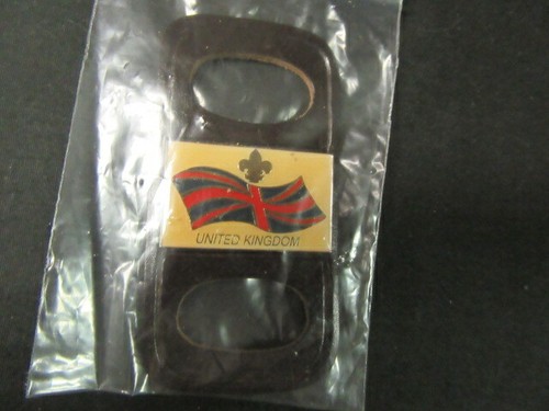 United Kingdom Enameled and Leather Neckerchief Slide c17 | eBay