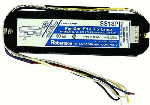 Robertson Transformer Co. SS13P Thermally Protected Ballast (1) F13 T5 ...