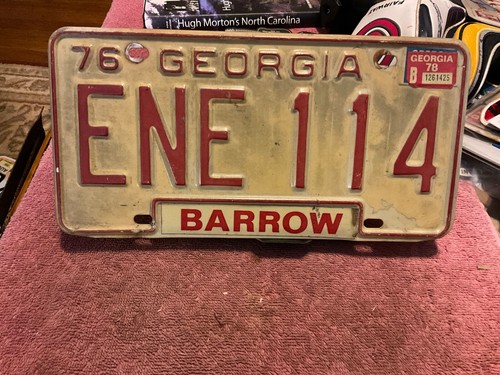 Georgia License Plate ENE 114 Barrow County 1976 w/ 1978 Sticker | eBay