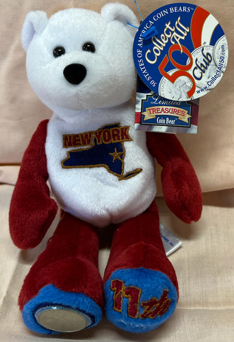 New York State Bear & Quarter 45th Limited Treasures Coin Plush Beanie ...