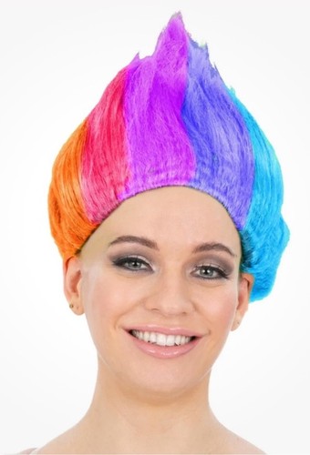 Rainbow Troll Wig Blue Purple Pink Blue Orange Trolls Costume Accessory ...
