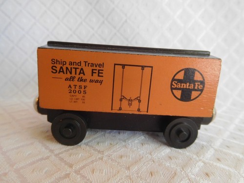 Whittle Shortline Wooden Train Santa Fe Orange Box Car Compatible Brio ...