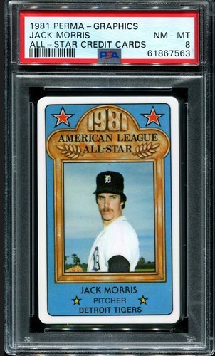 PSA 8 NM MINT 1981 PERMA-GRAPHICS JACK MORRIS ALL-STAR CREDIT CARDS ...