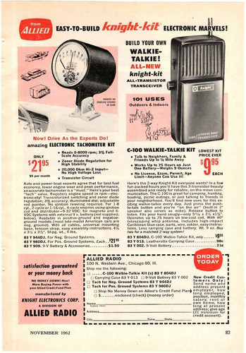 1962 Print Ad Allied Radio Easy to Build knight-kit Electronic Marvels ...