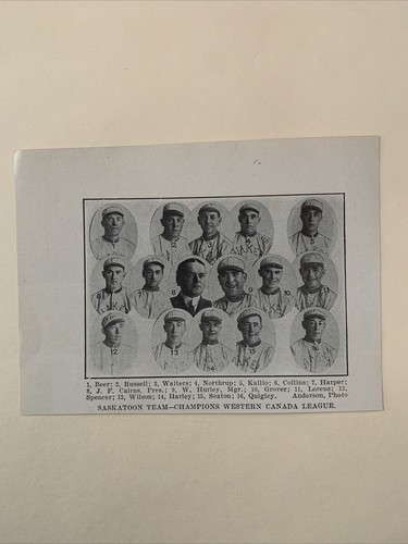 Saskatoon Quakers Canada Roxy Walters Rudy Kallio 1914 Baseball Team ...