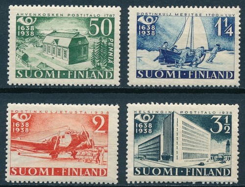 Finland 1938 MNH Set of 4 Stamps - Postal Services 300th Anniversary ...