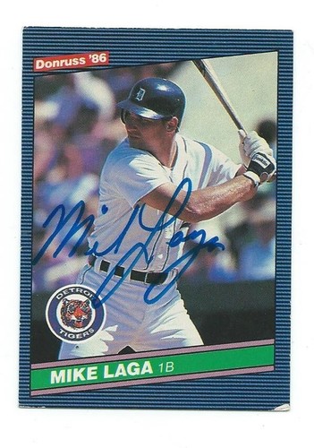 Mike Laga Hand Signed autograph on a 1986 Donruss Card-Detroit Tigers ...