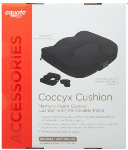 Equate Memory Foam Coccyx Seat Cushion, New ~ "Black" For Home, Office ...