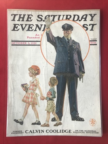 Vintage Magazine Cover Saturday Evening Post October 3, 1931 policeman ...
