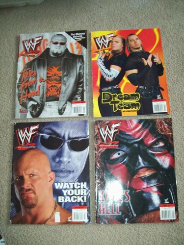 4 vtg WWF/WWE Mag 2001 Stone Cold JERICHO UNDERTAKER ROCK HOGAN WcW AEW ...