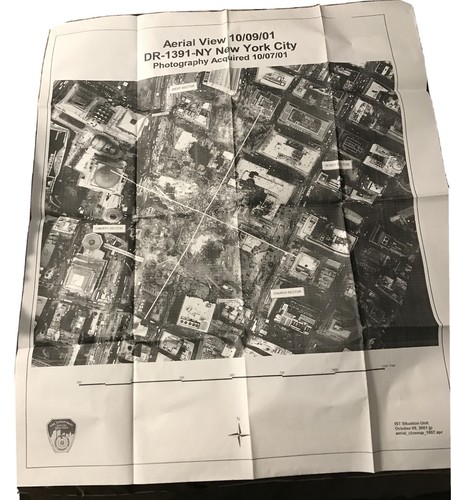 9/11 2001 NYC Fire Dept Map World Trade Center Steel Recovery Thermal ...