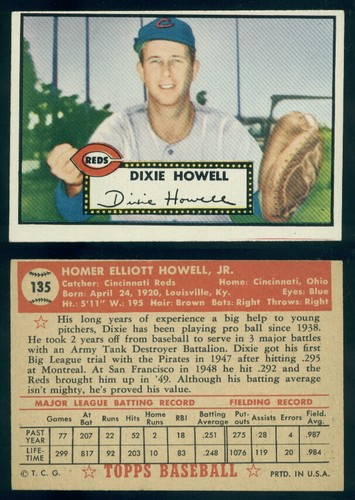 (64922) 1952 Topps 135 Dixie Howell White Back Reds-EM | eBay