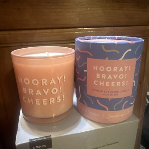 Soy Blend Congrats Candle "Hooray! Bravo! Cheers!" 6 oz. - Sparkling ...