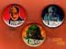 Set of three 1" Famous Monsters pinback buttons pins reproduction fan ...