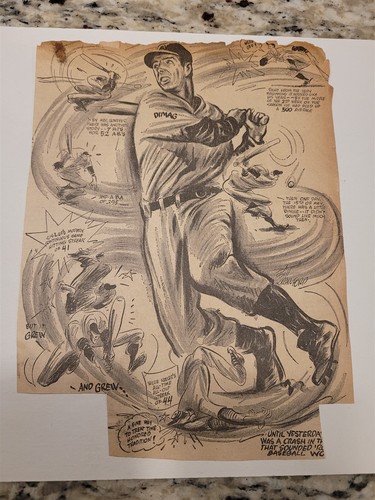 Joe DiMaggio 1941 Baseball Cartoon Sketch Hitting Streak at 41 Games | eBay