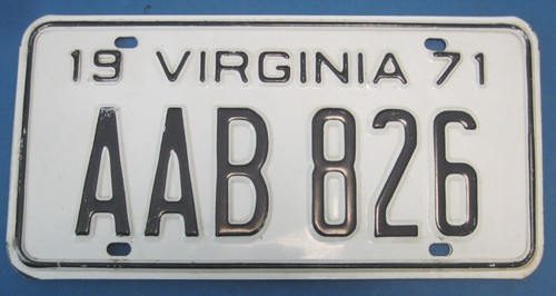 rare 1971 Virginia License Plate rare 3 letters and 3 numbers type | eBay