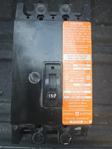 GE TQD32150 3 Pole Main Circuit Breaker - Black 794518212917| eBay