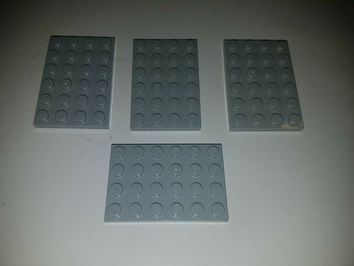 GENUINE LEGO - LOT OF 4 LIGHT GREY 6X4 STUD LEGO BASE PLATES IN VGC ...