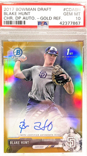 2017 Bowman Chrome BLAKE HUNT RC GOLD Refractor Auto #35/50!!! Mariners ...
