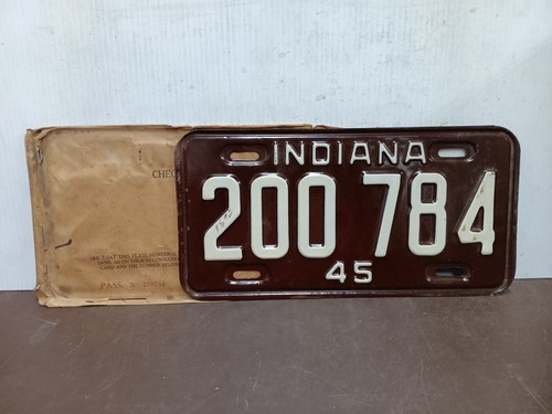 1945 Indiana License Plate Tag UNUSED | eBay
