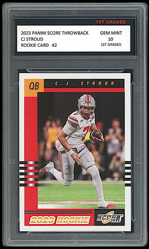 CJ Stroud 2023 Panini Score Throwback 1st Graded 10 NFL Rookie Card Rc ...