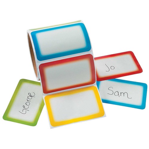 Colourful Roll of 100 self-adhesive Large Name Tags Labels Party ...