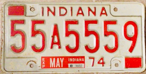 License Plate - Indiana - Good Repeating Number - 5 555 County 55 ...