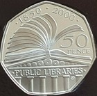 Public Libraries 50p | Dated 1850 To 2000 | Worth | Mintage