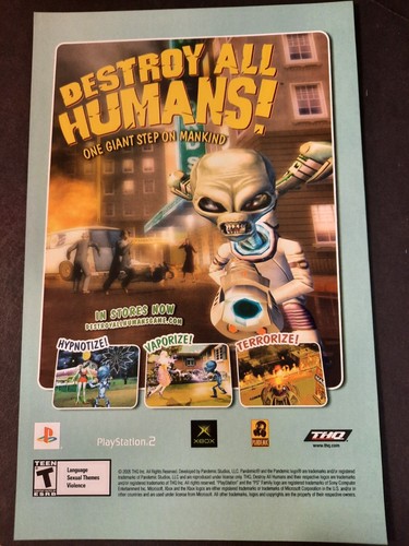 2005 DESTROY ALL HUMANS! "One Giant Step on Mankind" Promo Art~ PRINT ...