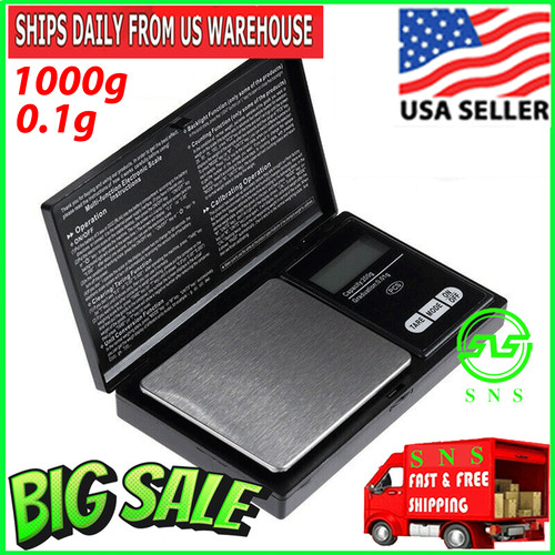 Digital Scale 1000g x 0.1g Jewelry Pocket Gram Gold Silver Coin Herb ...