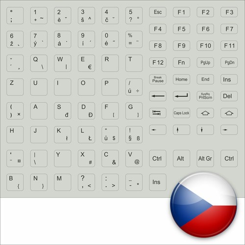 Keyboard Sticker Czech Bright Grey Keystick Czech Republic - Keystick Grey | eBay