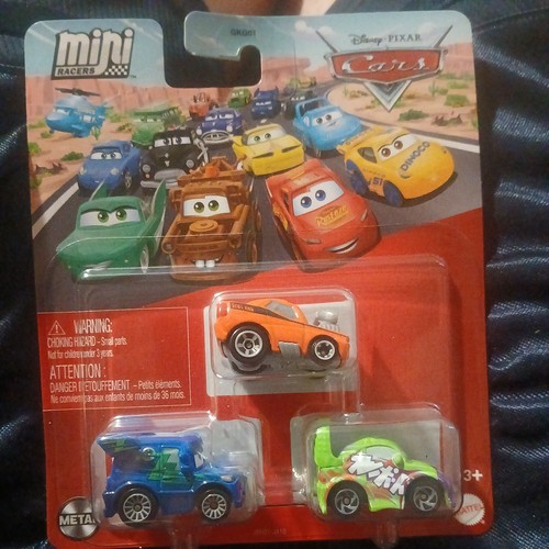 DISNEY PIXAR CARS MINI RACERS "TROUBLE MAKERS" PACK DJ, SNOT ROD, WINGO ...