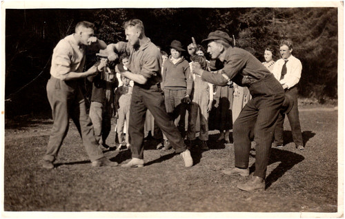 Young Men Boxing Outdoors Playful Fight 1920s RPPC Postcard Photo | eBay