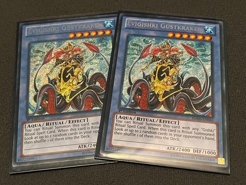 Yu-Gi-Oh! 2x Evigishki Gustkraken HA06-EN046 1st Edition Secret Rare NM ...