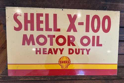 Vintage Golden Shell & Shell X-100 Motor Oil Rack Sign Advertising ...