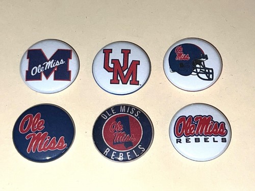 1" SET OF 6 OLE MISS UNIVERSITY REBELS BADGE BUTTONS PINS PINBACK [P9 ...