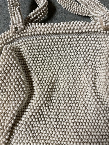 Vintage White Beaded Wide Mouth Hinge Open Handbag Purse 1950s | eBay