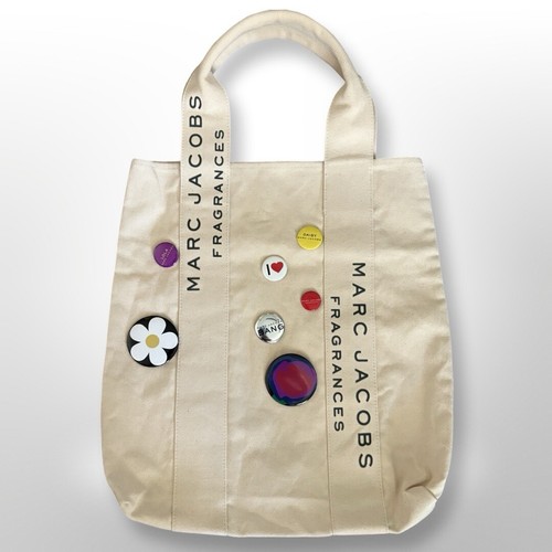 Marc Jacobs Women's Canvas Tote Bag - Beige- Pins On One Side ...