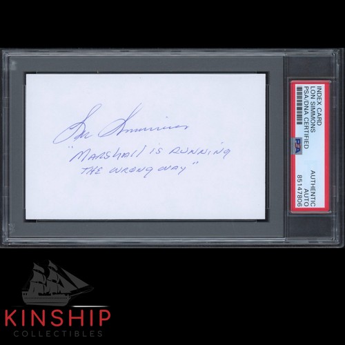 Broadcaster Lon Simmons signed 3x5 Index PSA DNA Slab Rare Auto Frick ...