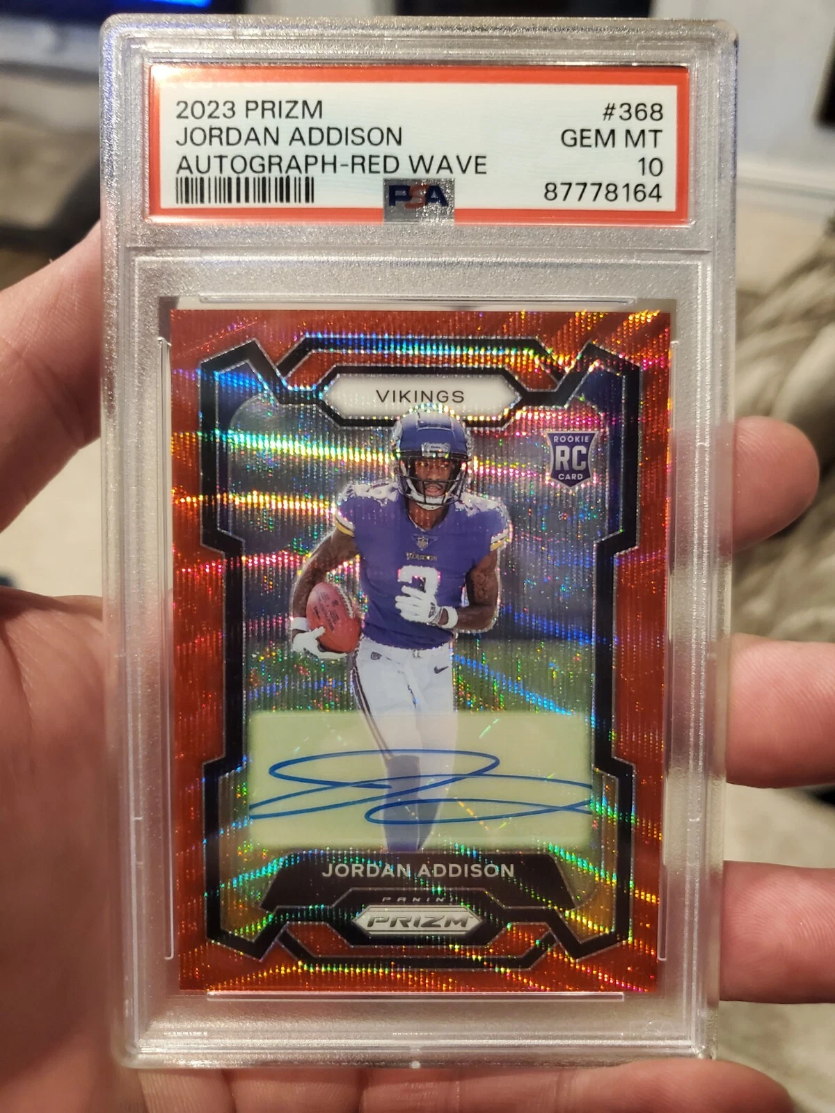 Jordan Addison 2023 Prizm #368 Rookie Autographs - Red Wave /149 Price ...