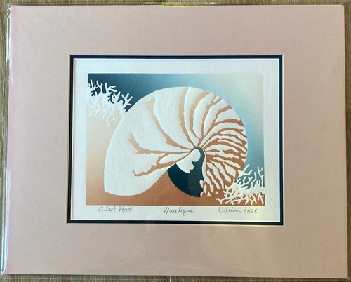 Vintage 80s Adrian Kirk Nautilus Seashell Hand Pulled Intaglio Print | eBay