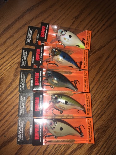 RAPALA BX MEDIUM BRAT 05's=LOT OF 5 DIFFERENT COLORED FISHING LURES | eBay