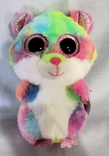 RODNEY the Tie Dye HAMSTER - TY 6" GLITTER EYES Beanie Boos NEW & MINT ...