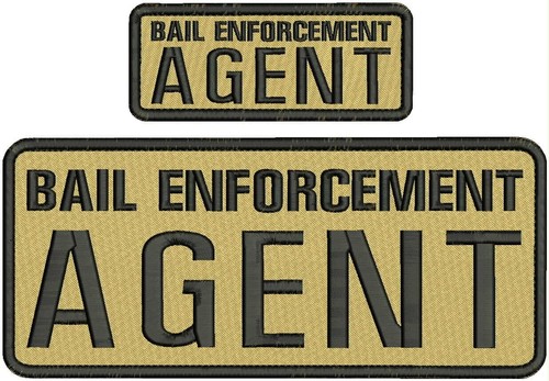 Bail Enforcement AGENT embroidery patches 4x10 and 2x5 hook BLACK AND ...