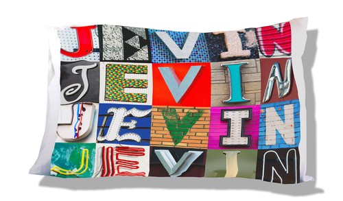 JEVIN Personalized Pillowcase featuring the name in photos of sign ...