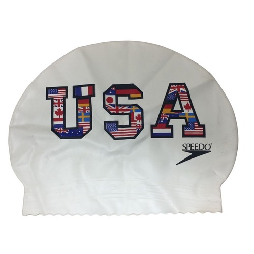 USA White Speedo Swim Cap with Different Flags printed on it | eBay