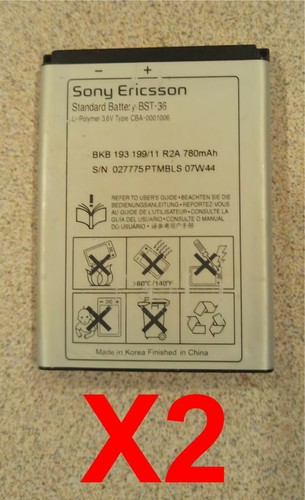 LOT OF 2 BST-36 BATTERIES FOR Sony Ericsson J300i K610i W200 Z310 Z500 ...