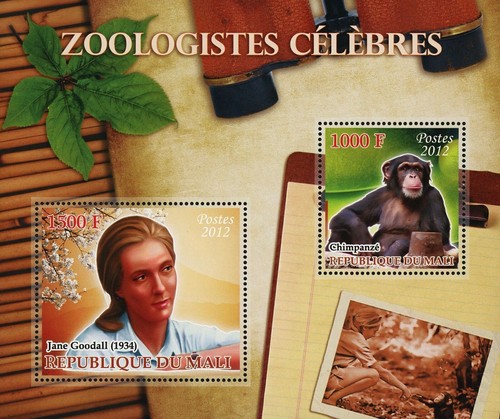 Famous Zoologists Jane Goodall Animals Sov. Sheet of 2 Stamps Mint NH ...