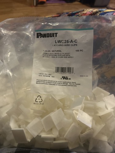 Lot of (100) Panduit LWC25-A-C Latching Wire Clips With Easy Peal ...
