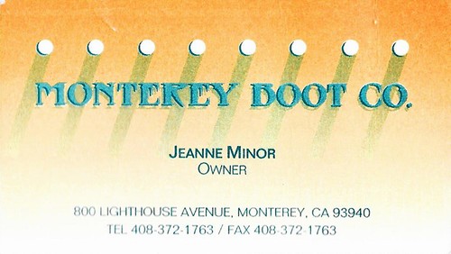 BUSINESS CARD CLOSED MONTEREY CALFORNIA BOOT CO JEANNE MINOR LIGHTHOUSE ...